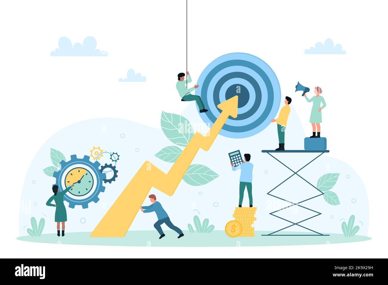 Target hitting accuracy, incentive to business progress and development vector illustration ...