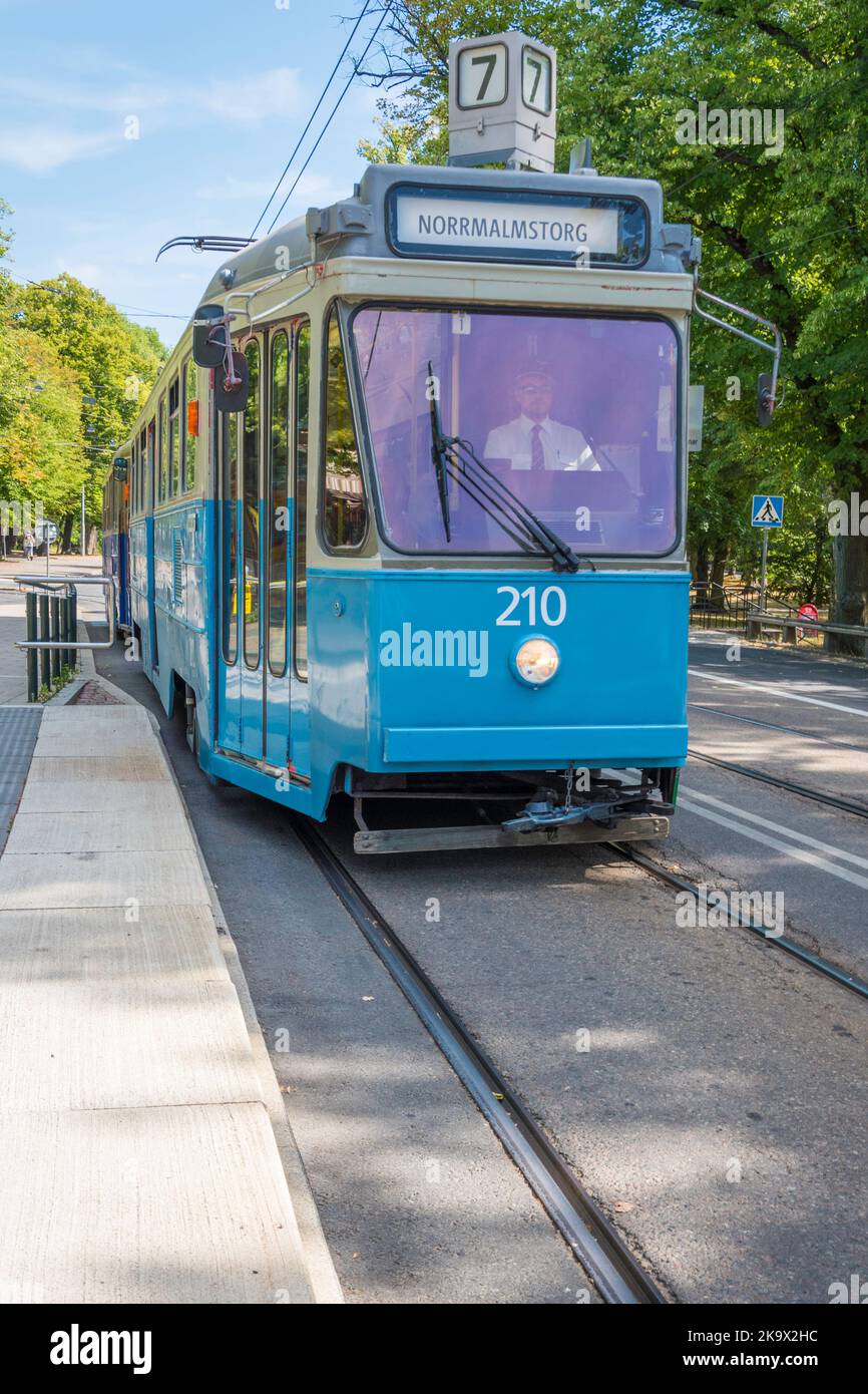 blue tram in Stockholm Sweden Stock Photo - Alamy