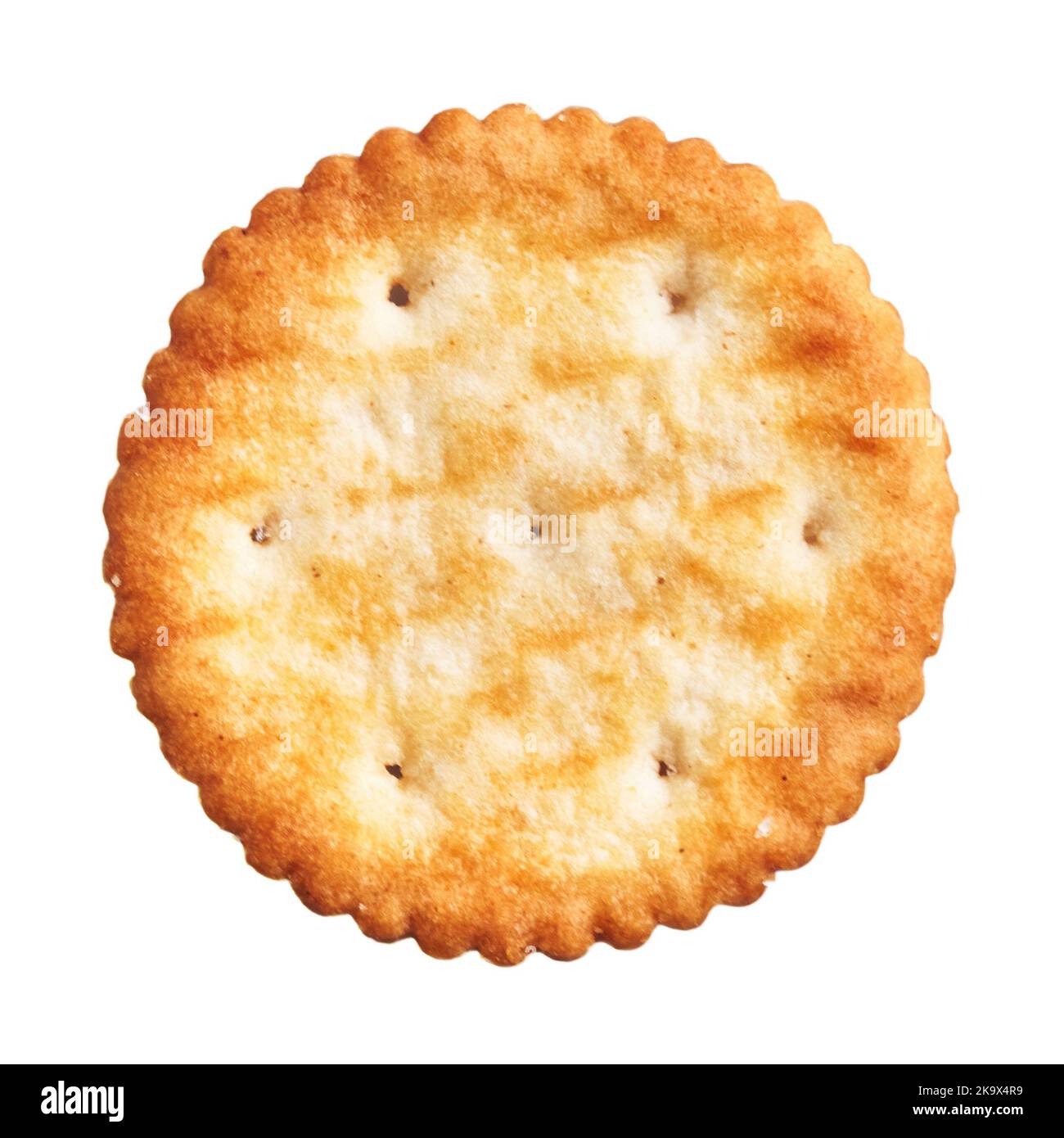 Delicious single salty biscuit over isolated white background Stock ...