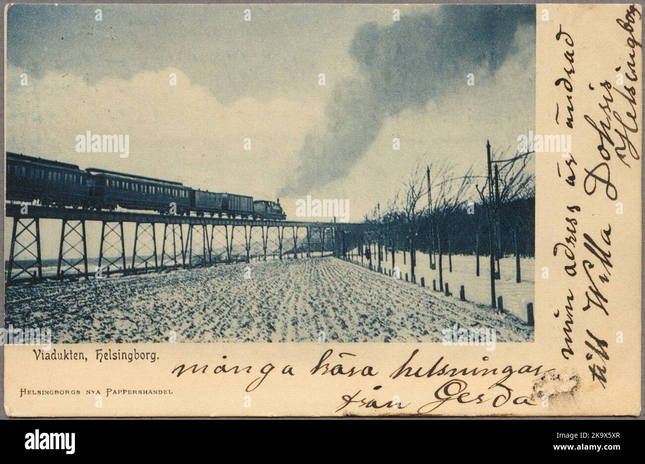 The train set on the newly built viaduct, at the Helsingborg-Angelholm ...