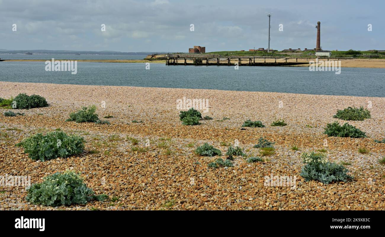 The entrance to Langstone harbour, Hayling Island, looking across the ...