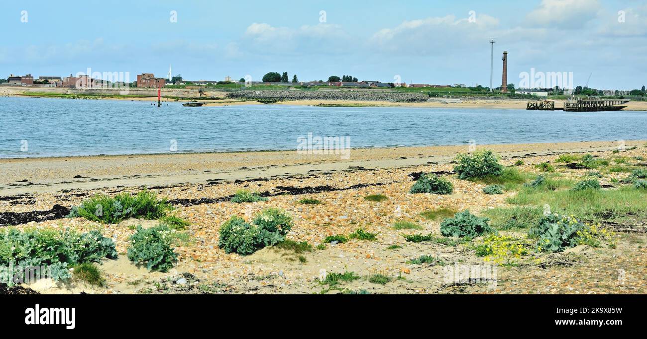The entrance to Langstone harbour, Hayling Island, looking across the ...