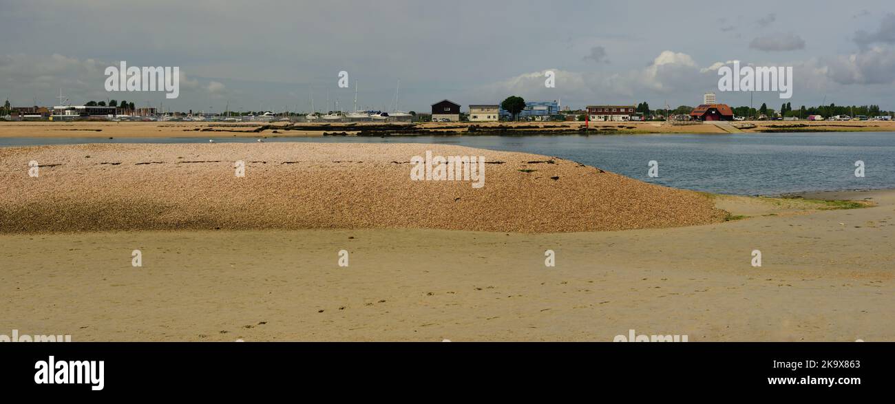 The entrance to Langstone harbour, Hayling Island, looking across the ...