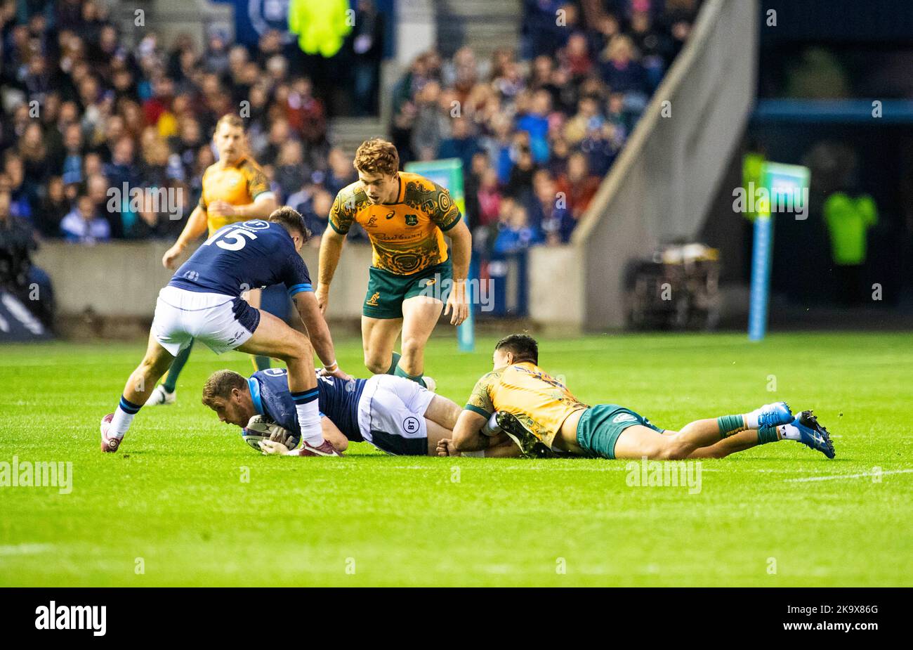 Scotland October 29th : Len Ikitau of Australia keeps a tight hole on ...