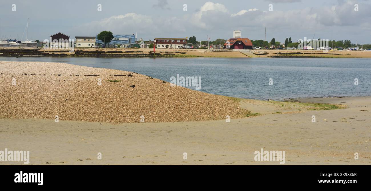 The entrance to Langstone harbour, Hayling Island, looking across the ...