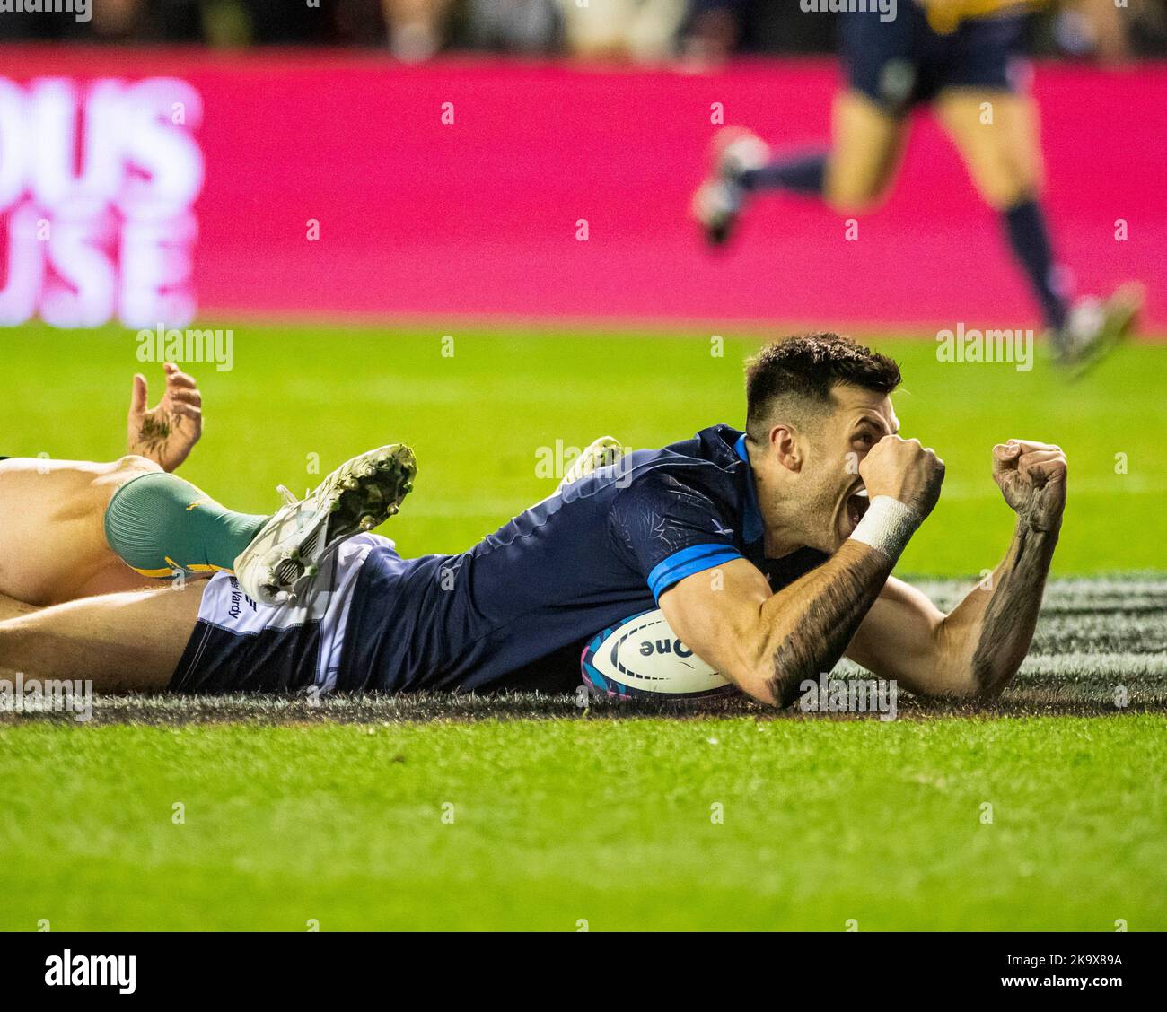 Scotland October 29th : Blair Kinghorn of Scotland celebrates his try ...