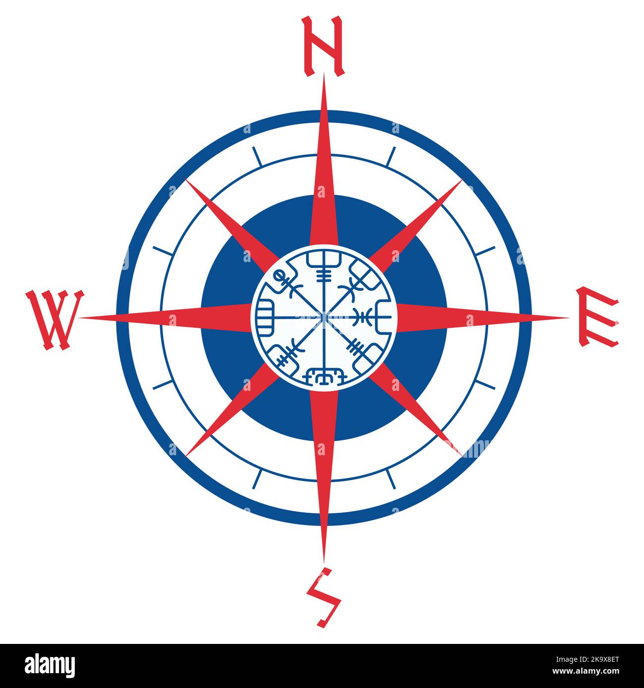 Wind rose, navigation runic compass, vegvisir Stock Vector Image & Art ...