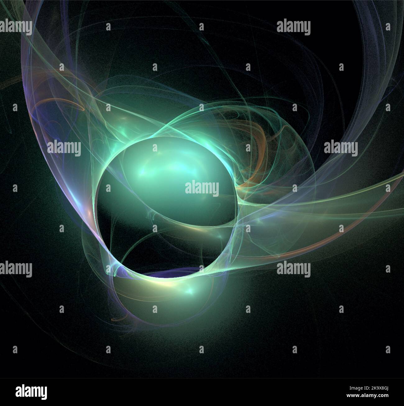 illustration of a green space planet star system, color graphics ...