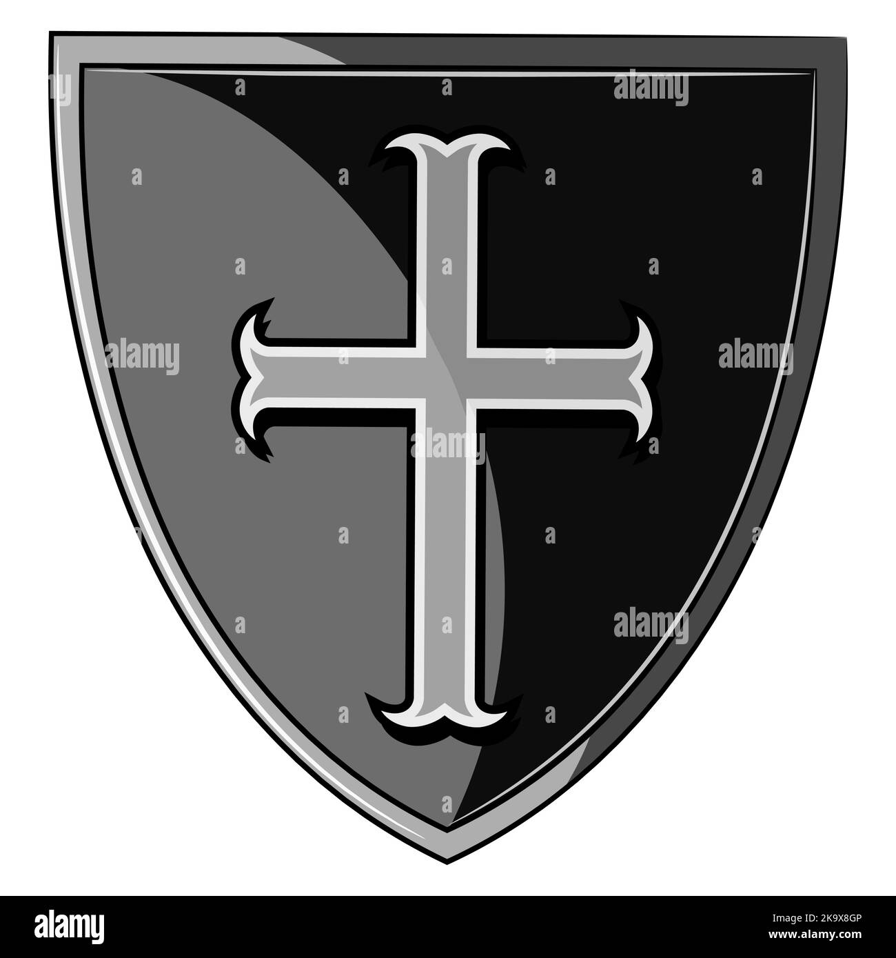 The Heraldic Shield Of The Crusader Isolated On White Vector