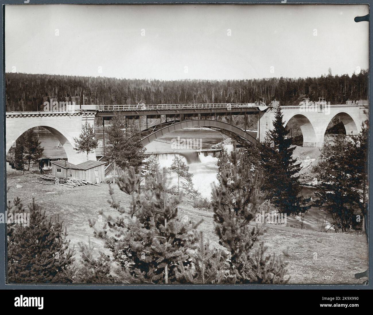 The railway bridge over the Pite River at Sikfors on the line between ...