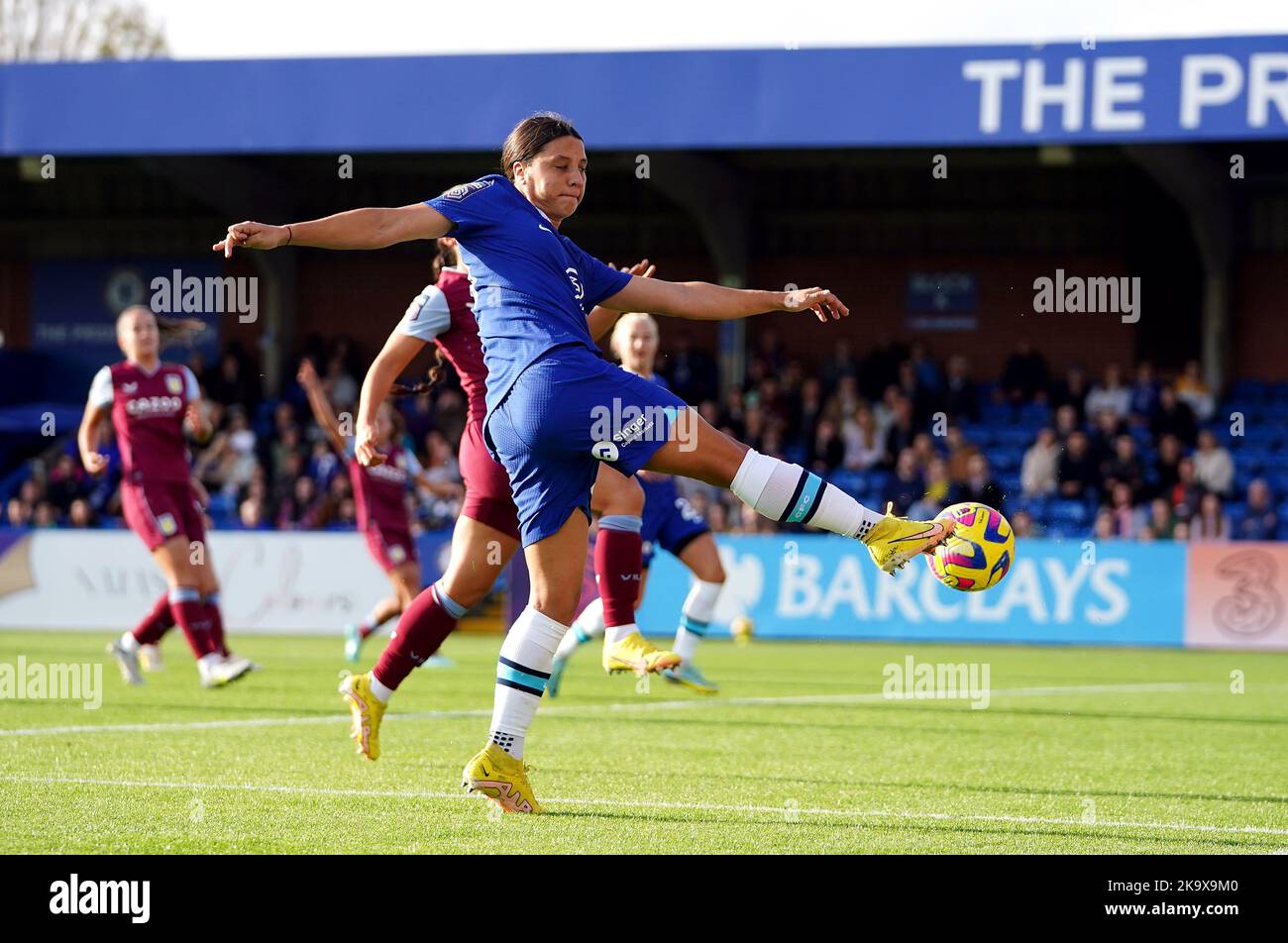 Chelsea’s Sam Kerr shoots during the Barclays Women's Super League ...