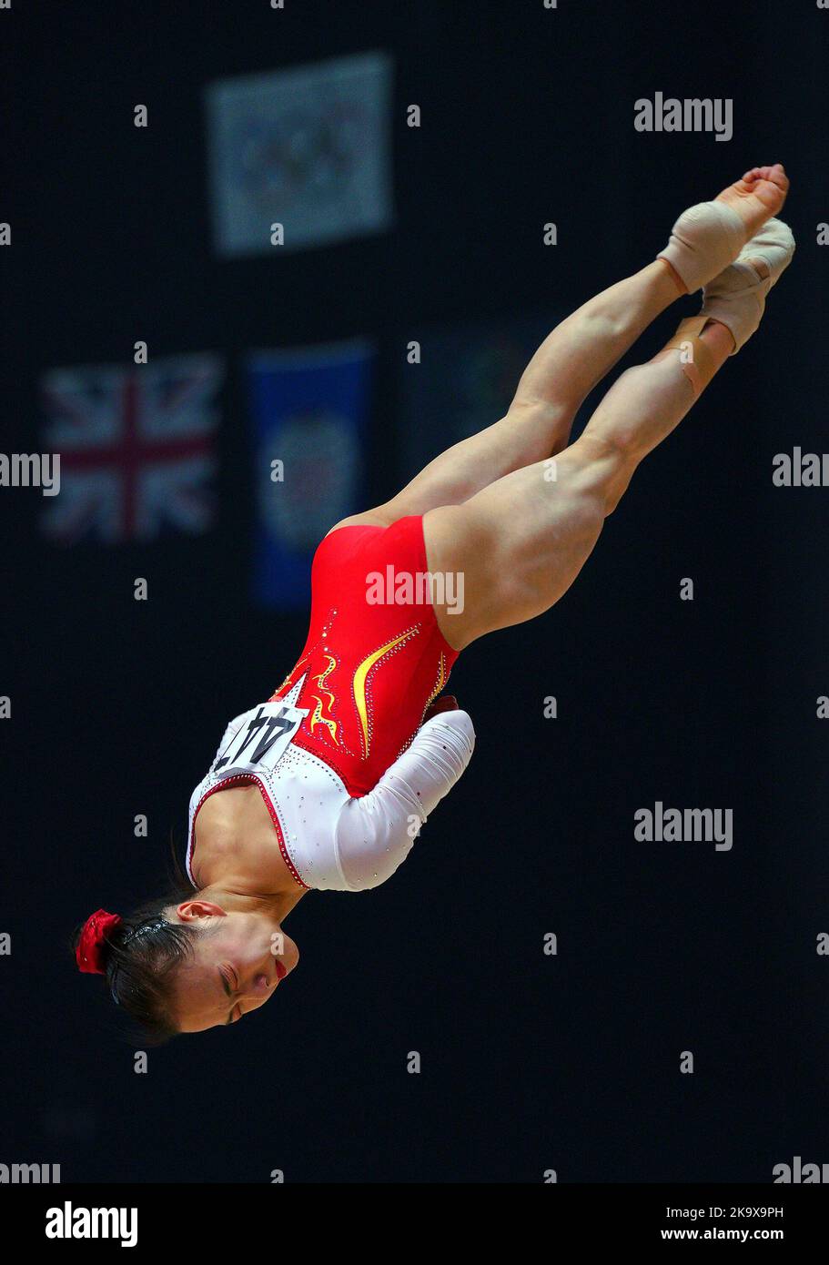 China's Jin Zhang competes on the floor during day two of the FIG ...