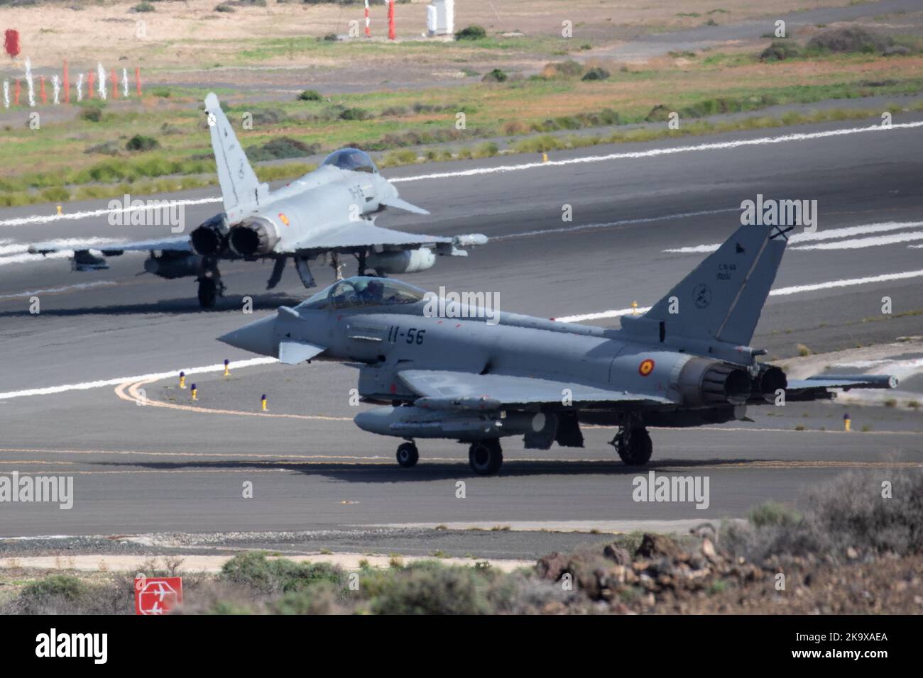 Spanish Eurofighter Typhoons returning to Gando Air Base after a ...