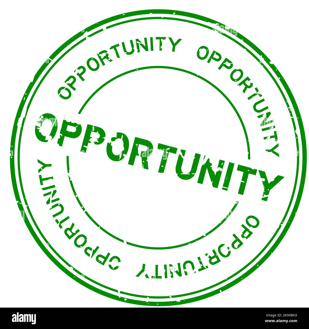 Grunge green opportunity word round rubber seal stamp on white ...