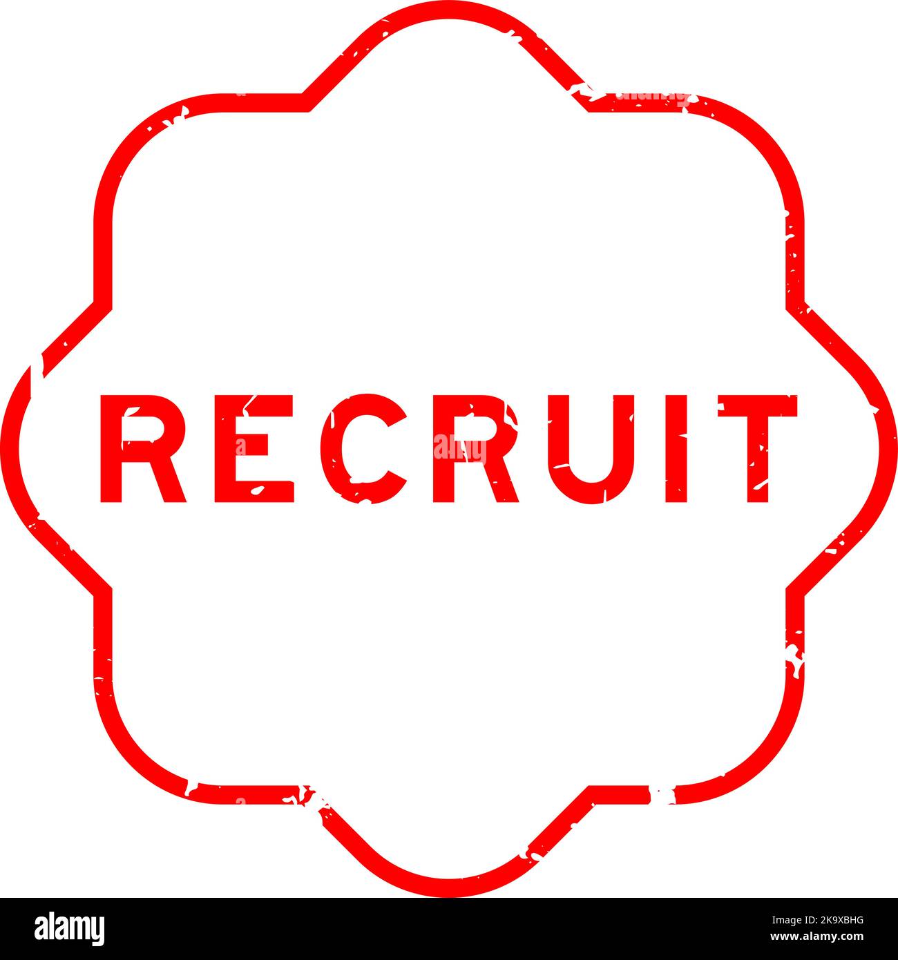 Grunge red recruit word rubber seal stamp on white background Stock ...