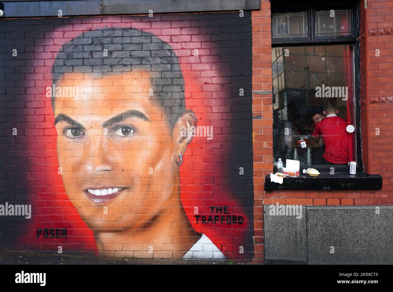 A general view of graffiti of Manchester United's Cristiano Ronaldo on ...