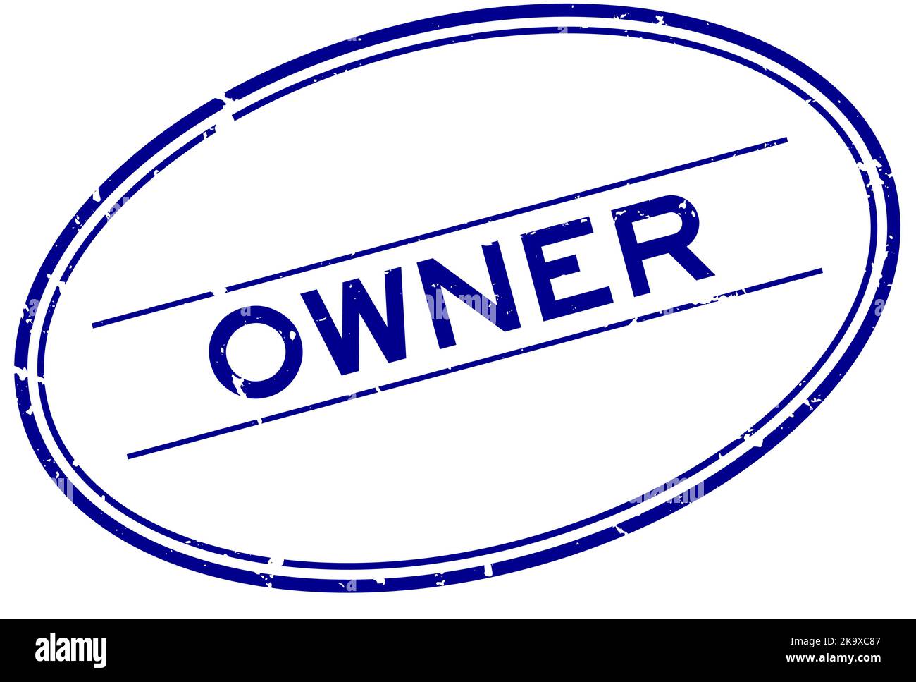 Grunge blue owner word oval rubber seal stamp on white background Stock ...