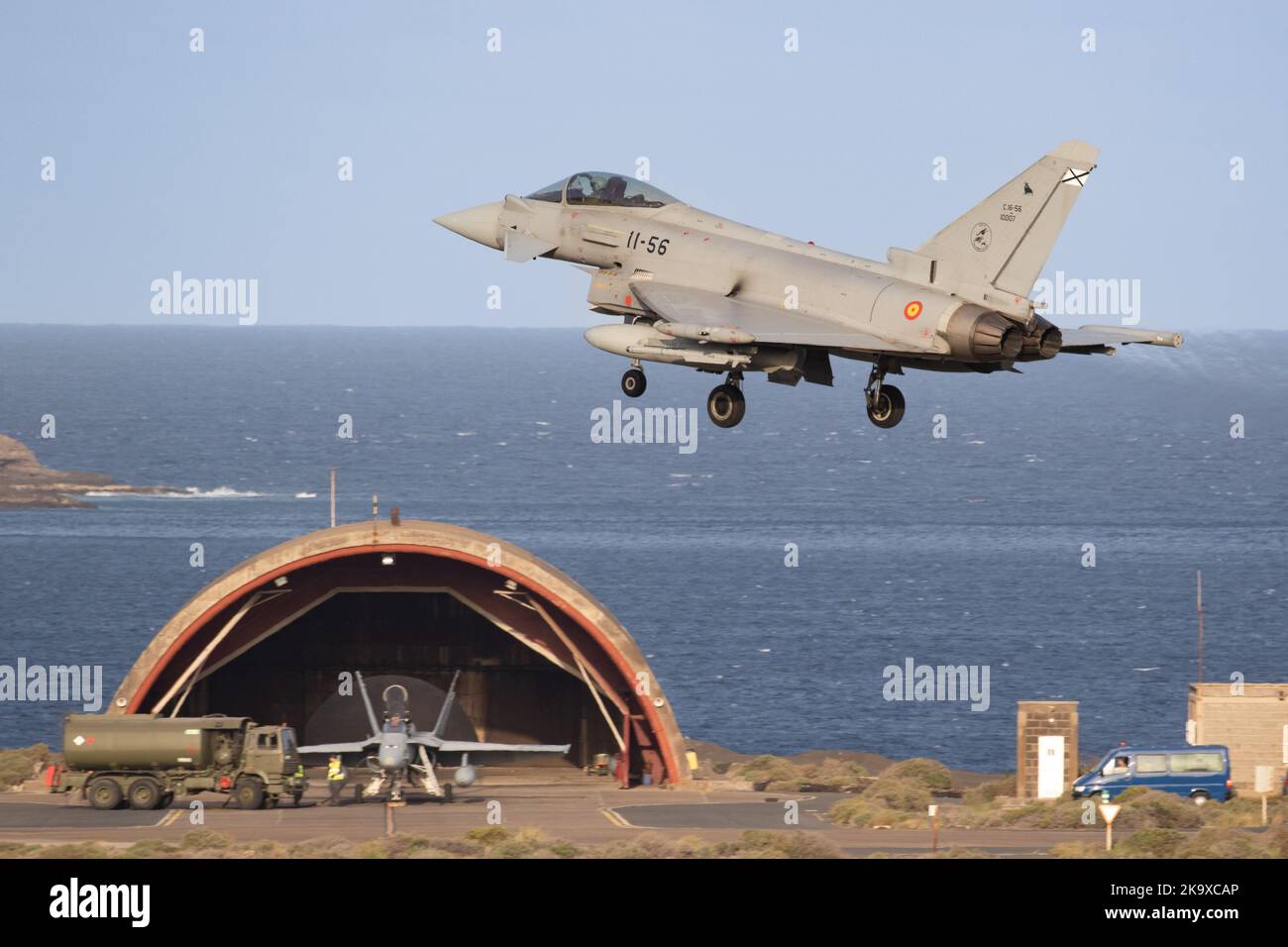 Spanish Eurofighter Typhoons returning to Gando Air Base after a ...