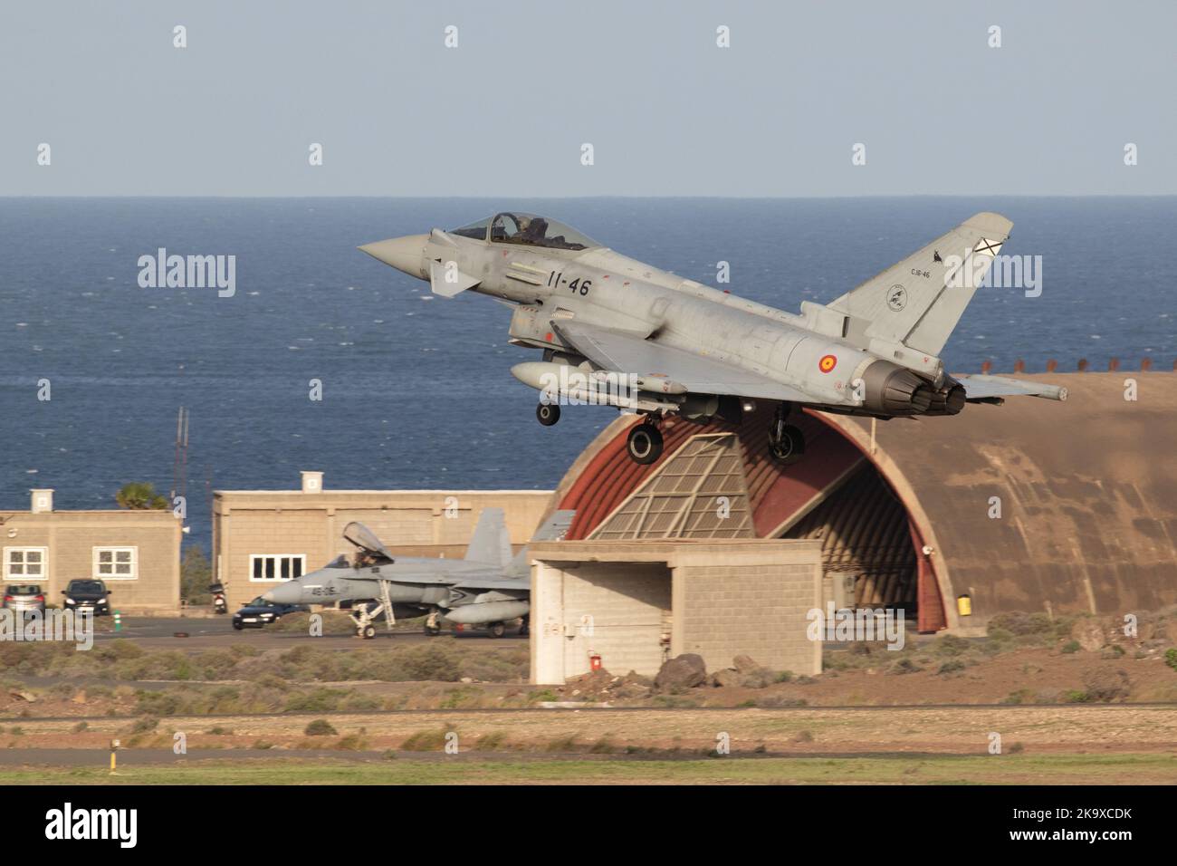 Spanish Eurofighter Typhoons returning to Gando Air Base after a ...