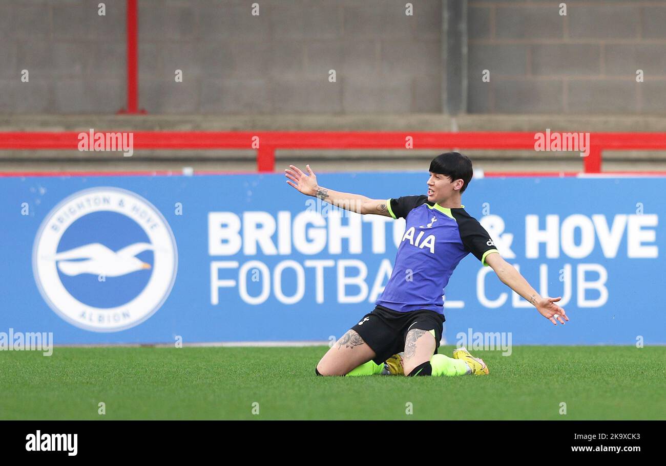 Crawley, UK. 30th Oct, 2022. Tottenham's Ashleigh Neville celebrates ...