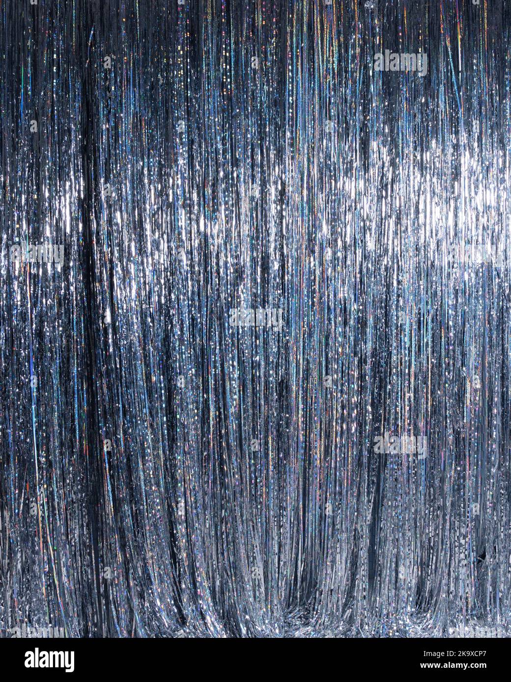 Silvery shiny tinsel ribbons abstract pattern. Christmas background ...