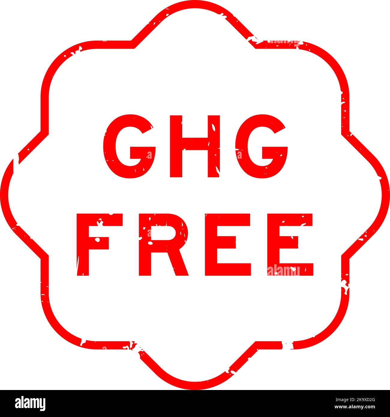 Grunge red GHG (Abbreviation of greenhouse gas) free word rubber seal ...