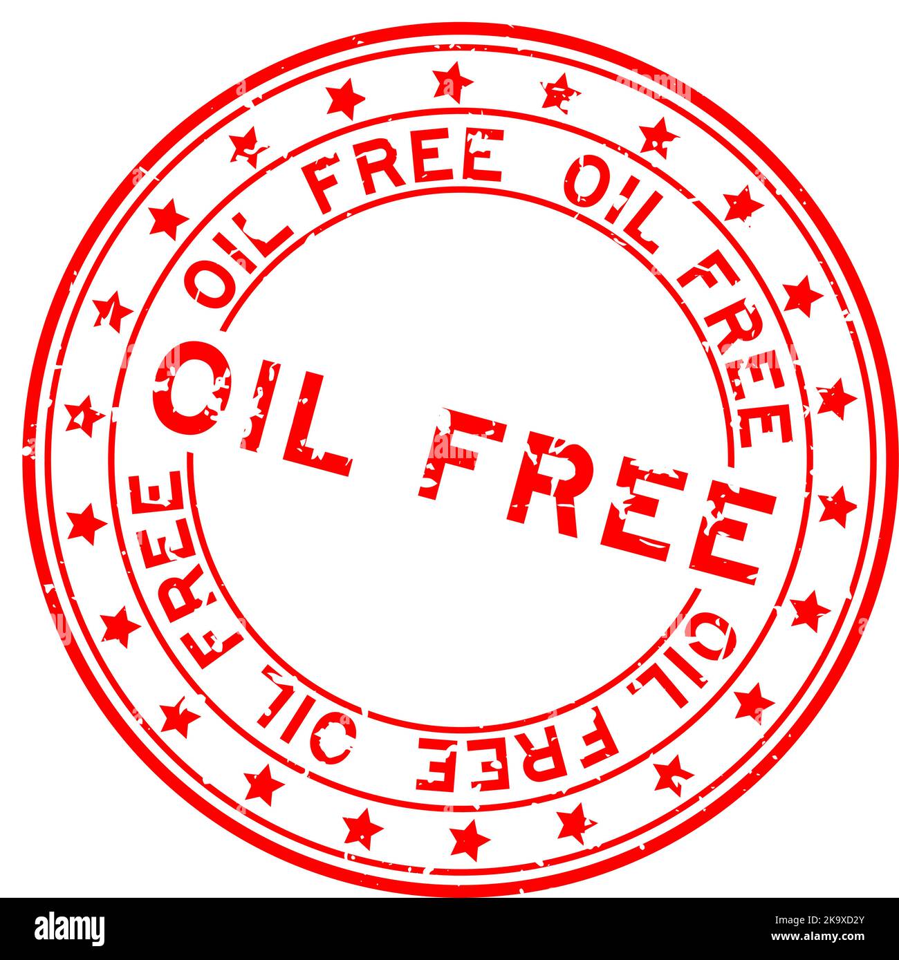 Grunge red oil free word with star icon round rubber seal stamp on white background Stock Vector ...