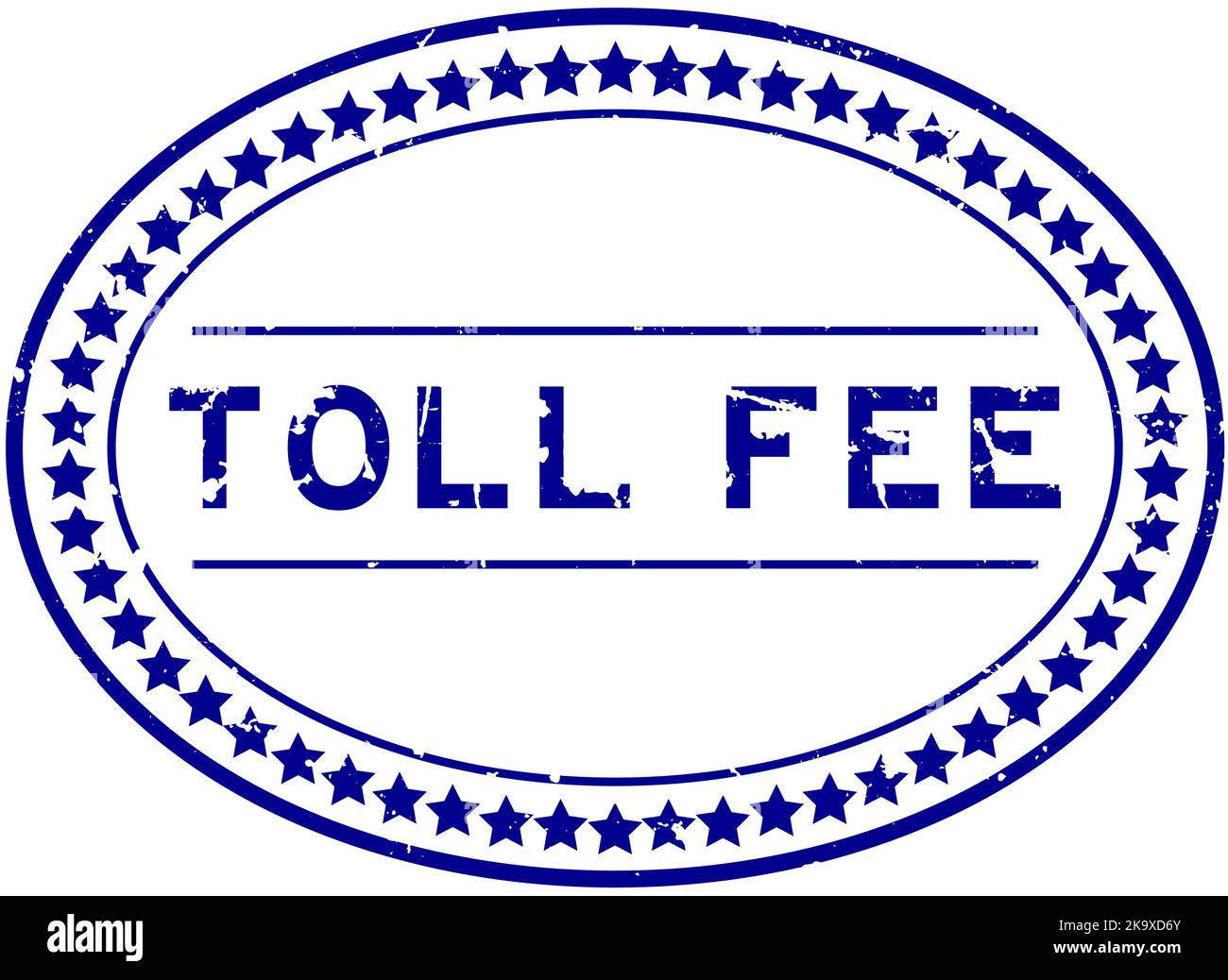 Grunge blue toll fee word oval rubber seal stamp on white background ...