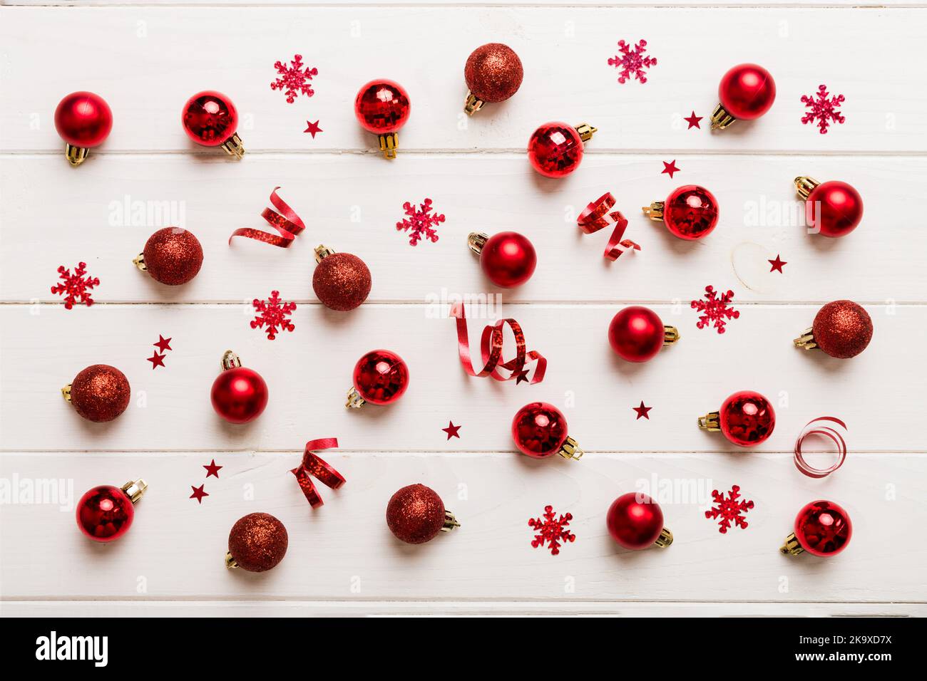Christmas composition. a pattern of christmas balls on colored ...