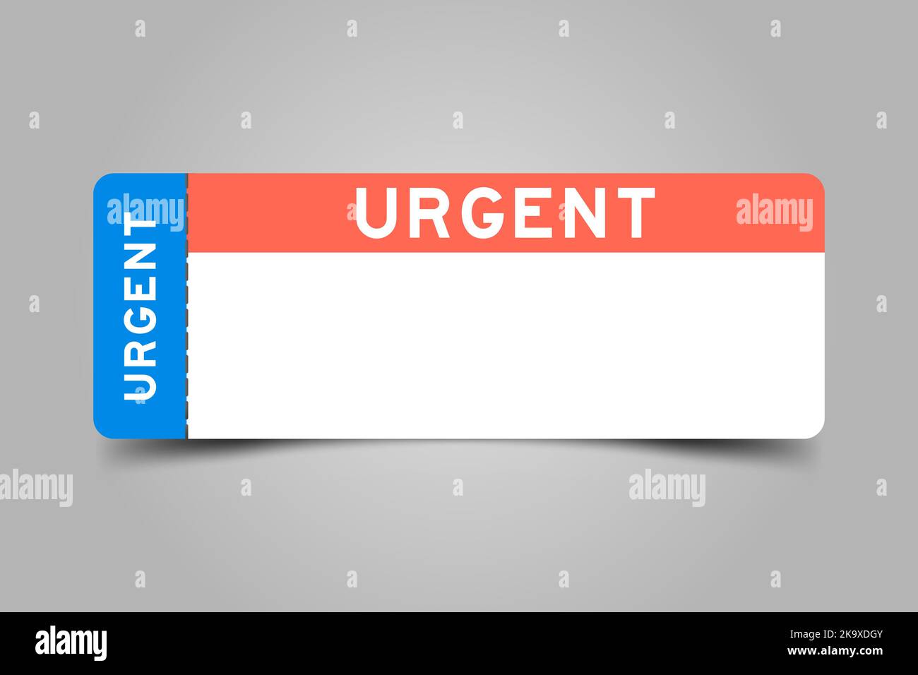 Blue and orange color ticket with word urgent and white copy space on ...