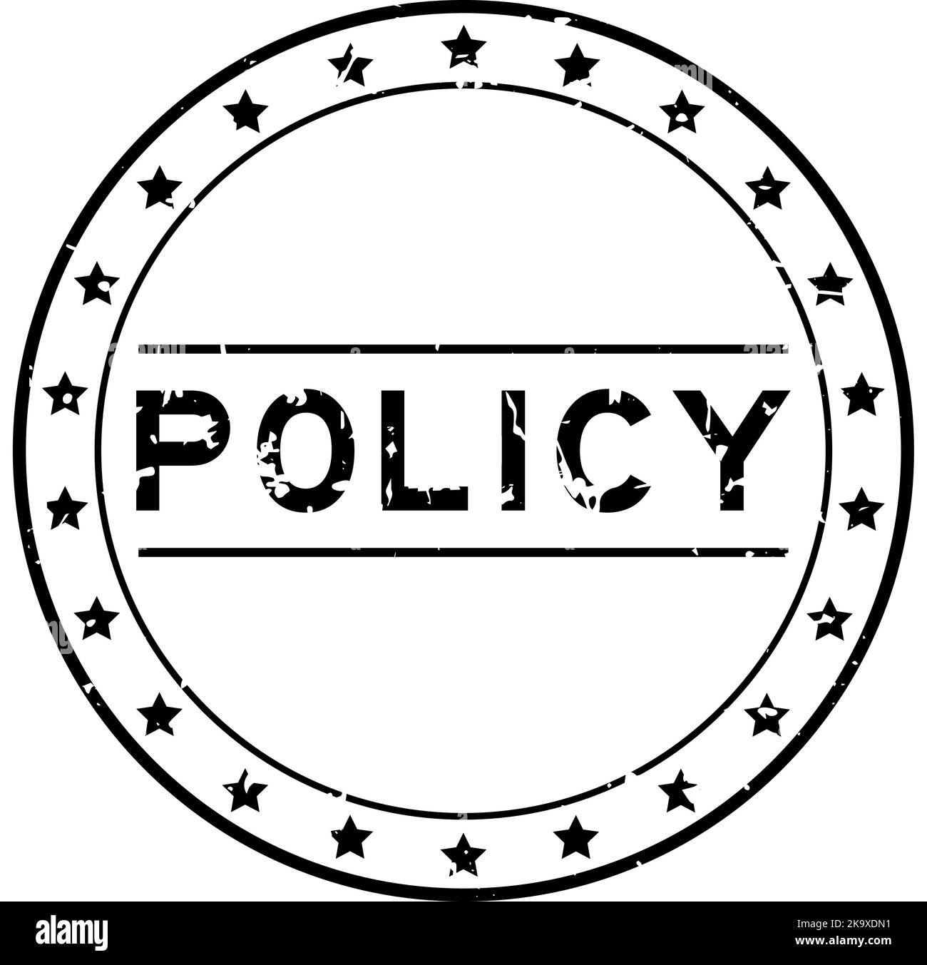 Grunge black policy word round rubber seal stamp on white background ...