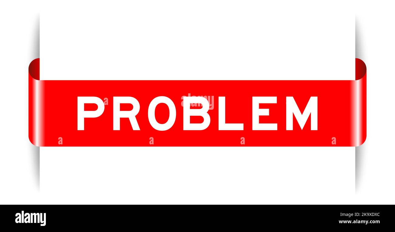 Red color inserted label banner with word problem on white background ...