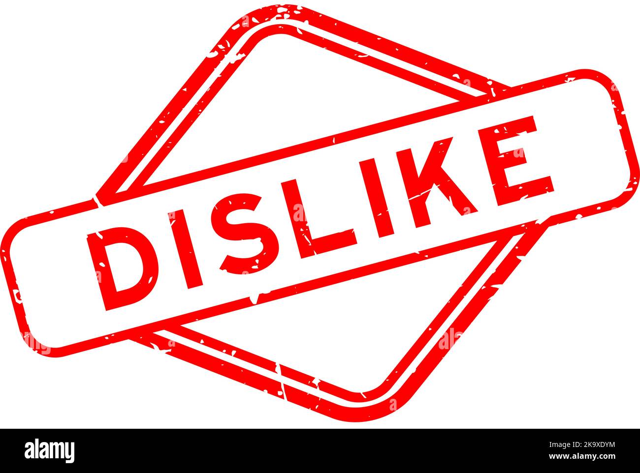 Grunge red dislike word rubber seal stamp on white background Stock ...