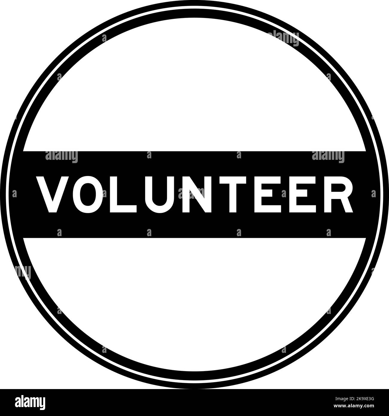 Black color round seal sticker in word volunteer on white background ...
