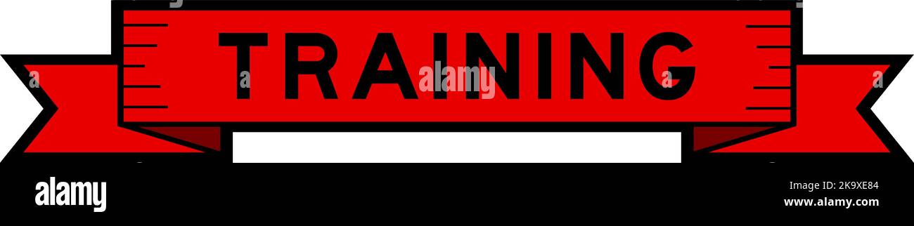 Ribbon label banner with word training in red color on white background ...