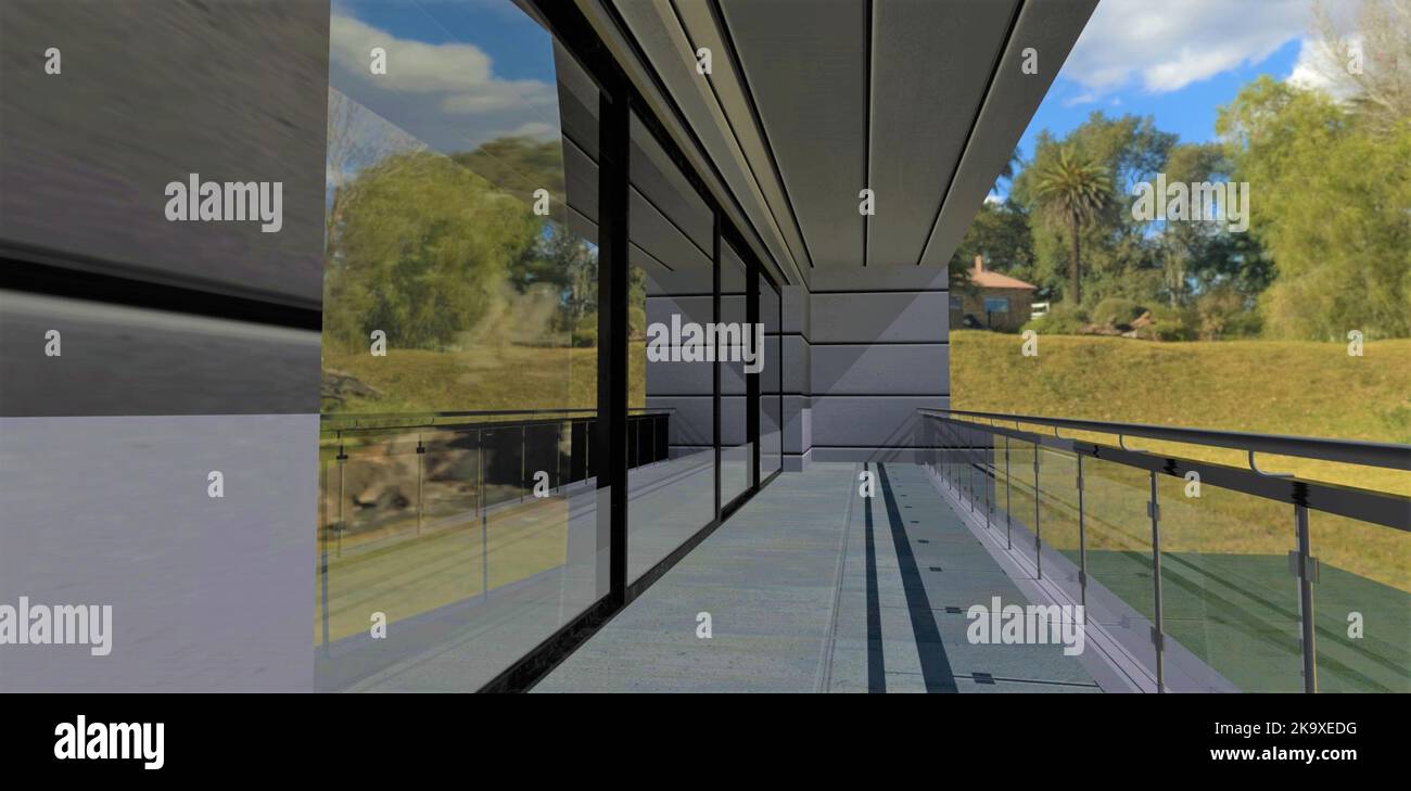 Contemporary balcony design. Wall decoration with aluminum panels ...