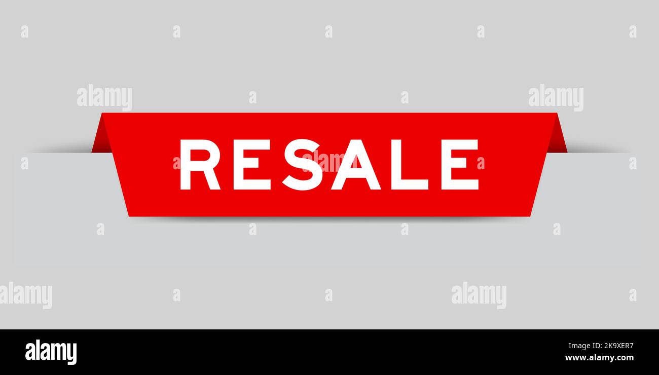 Red color inserted label with word resale on gray background Stock ...