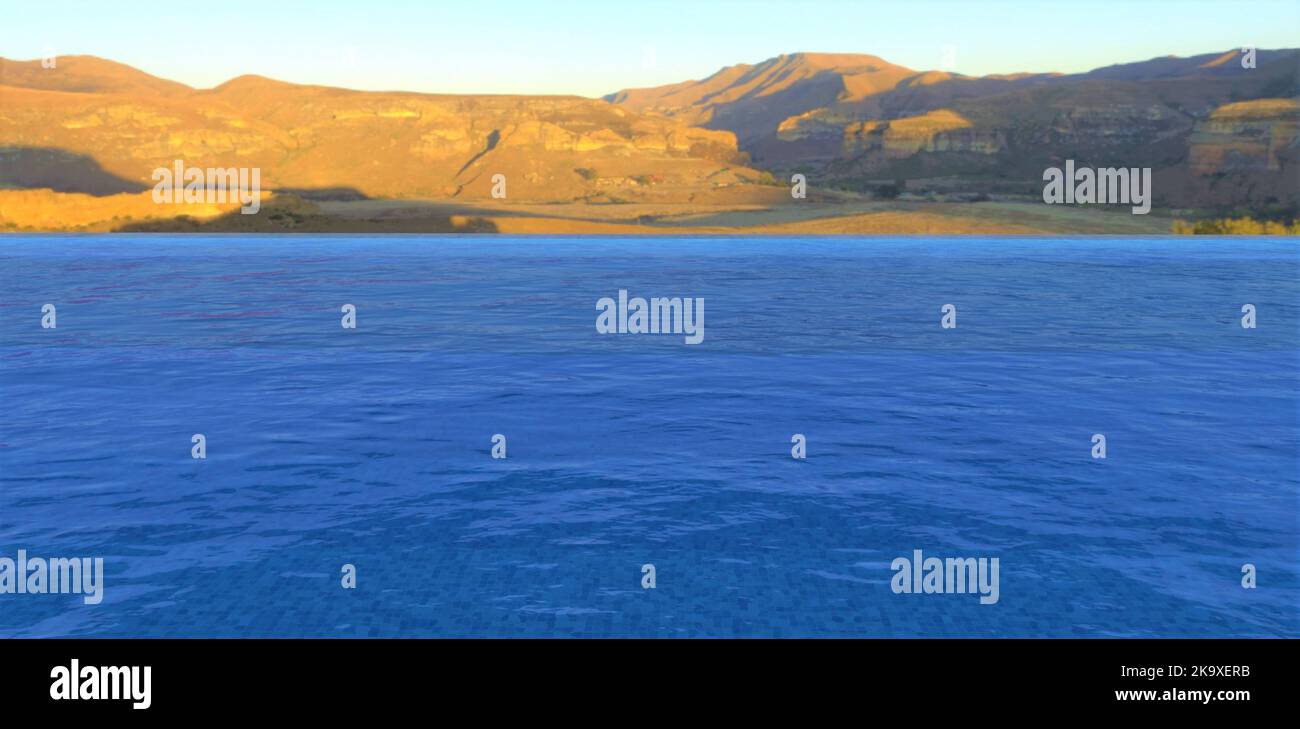 Magic lake with blue cool water in the mountains of Tibet. The water in ...