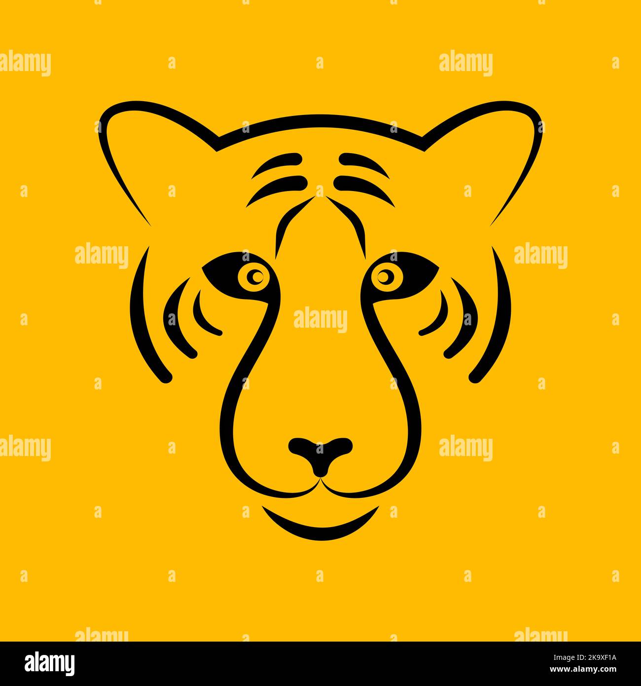 Stylized line tiger head, wild animal face. Tiger eyes, vector icon ...