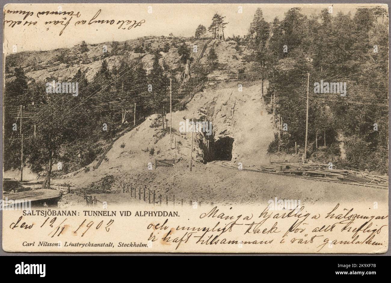 Railway tunnel between Dockan and Sicklan station. Saltsjöbanan Tuneln ...