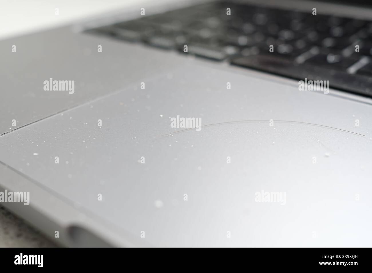 Dandruff and hair on the laptop. Work stress concept Stock Photo - Alamy