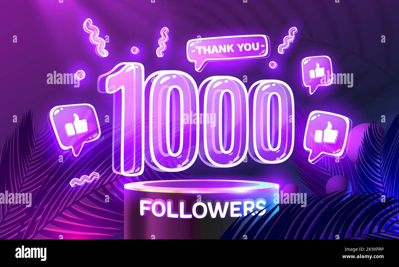 Thank you 1000 followers, peoples online social group, happy banner ...