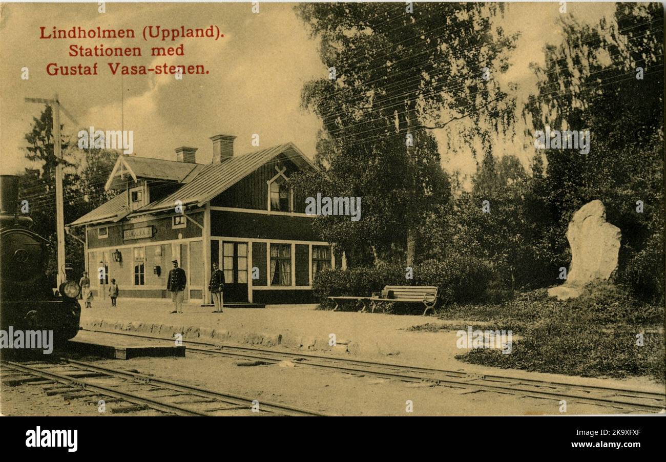 Lindholmen. The station with Gustaf Vasa stone Stock Photo - Alamy