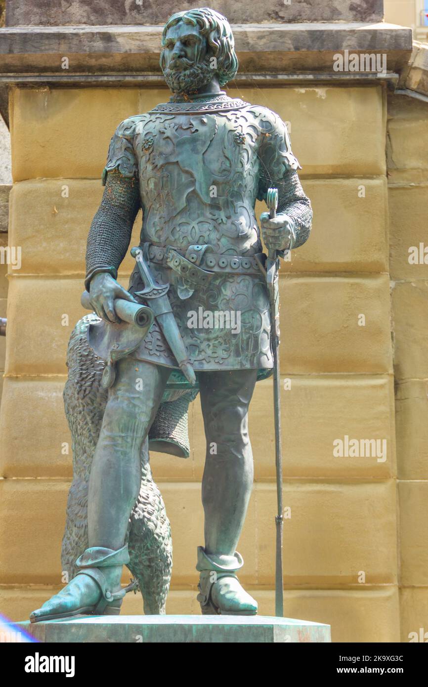Statue of Berthold V, duke of Zahringen, founder of Bern city, in Bern ...