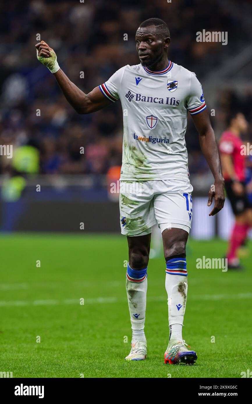 Omar Colley of UC Sampdoria gestures during Serie A 2022/23 football ...