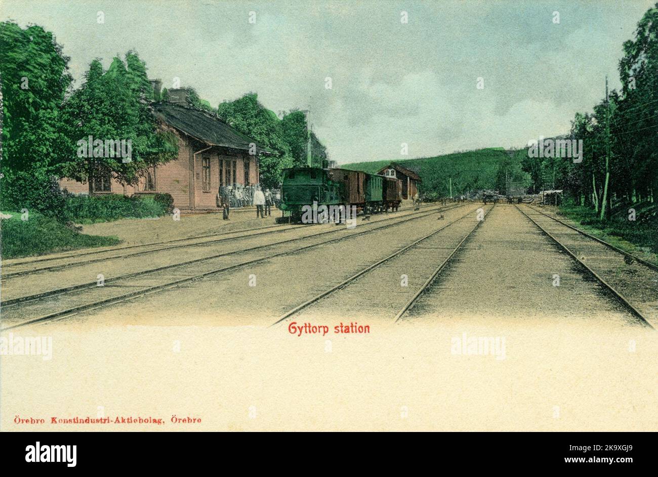 The railway station in Gyttorp. Nora Bergslags J. at the railway track ...