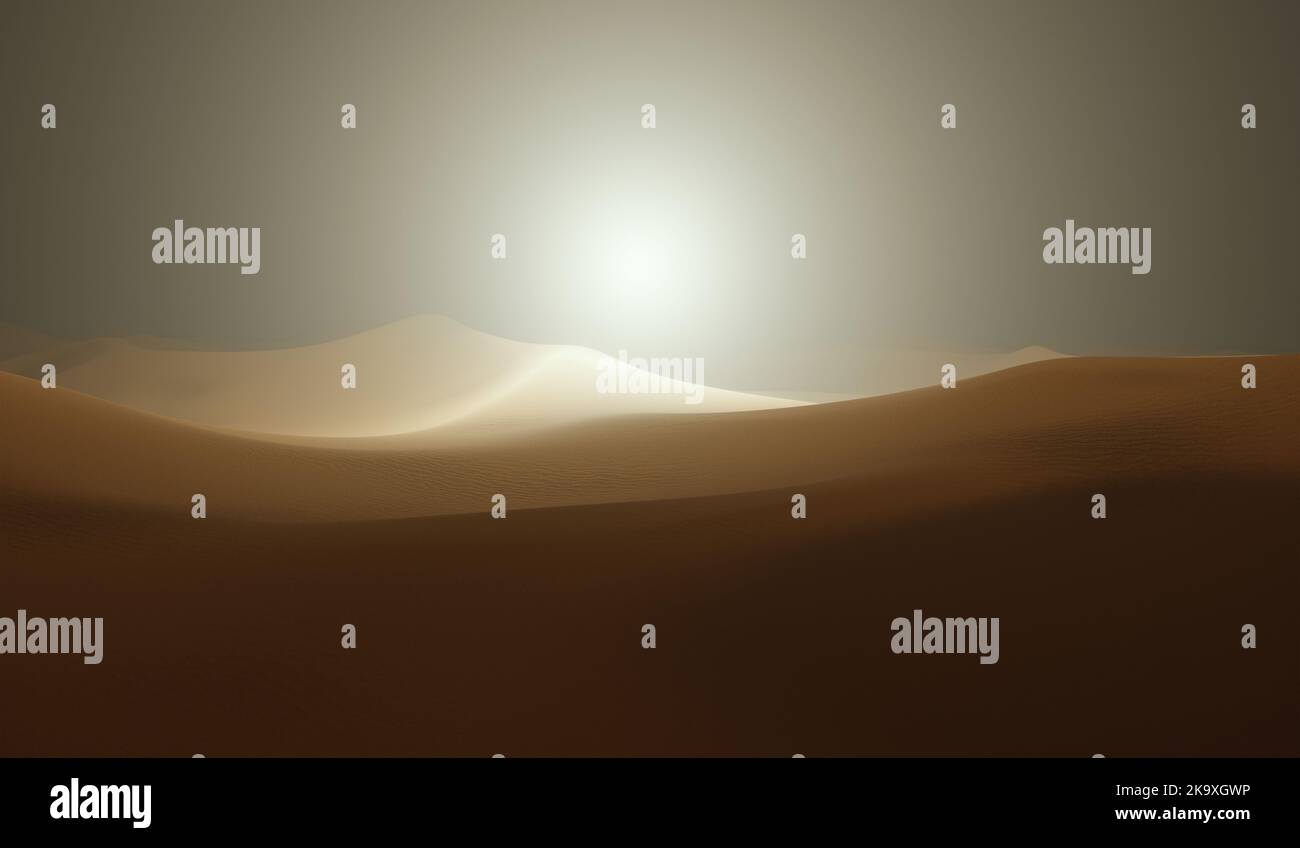 Desert landscape at night with fog. 3D rendering Stock Photo - Alamy