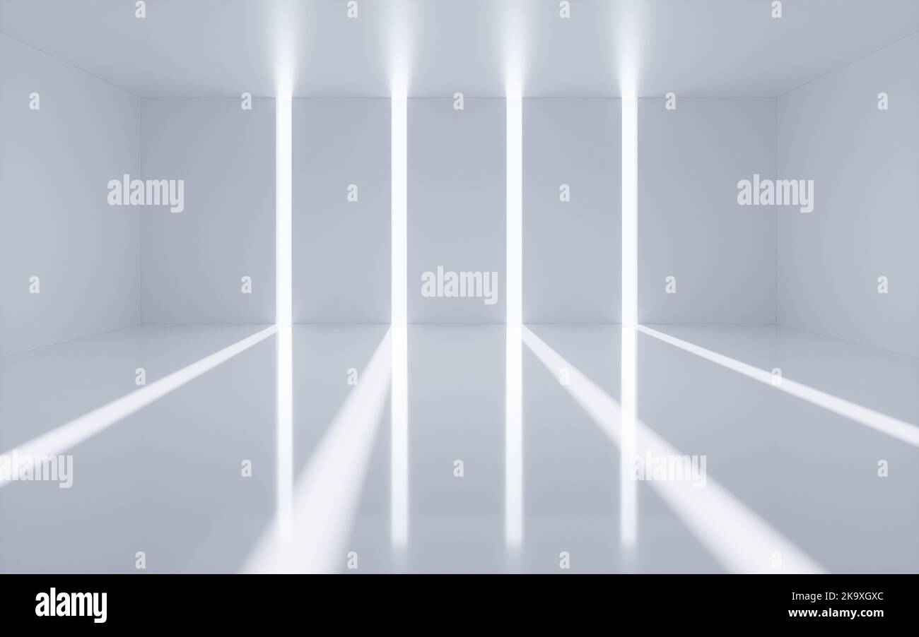 White abstract geometric architecture, Interior geometry scene, 3d ...