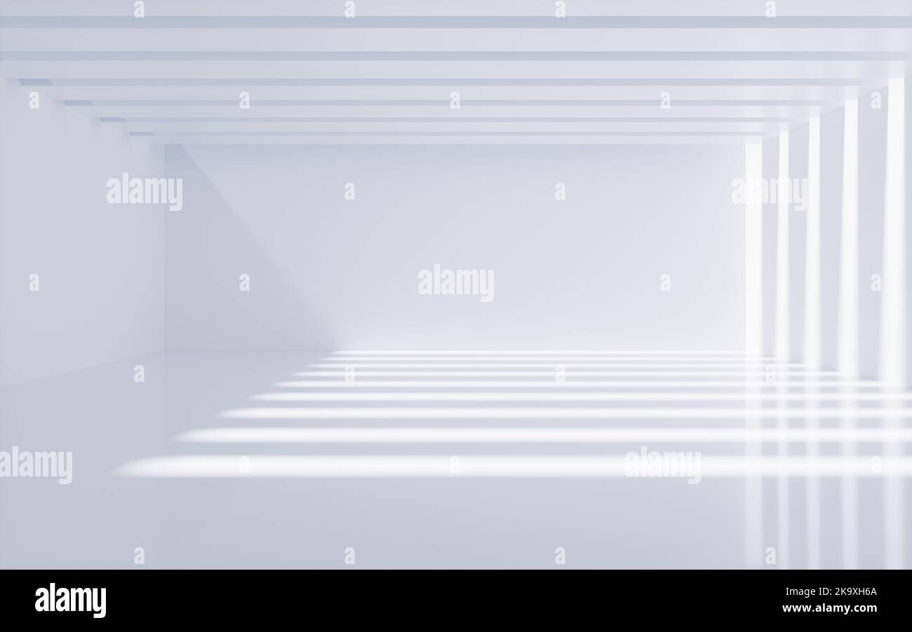 White abstract geometric architecture, Interior geometry scene, 3d ...