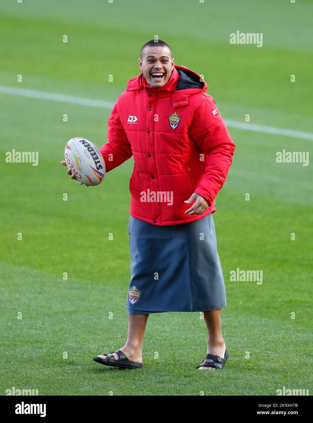 Tonga's Tuimoala Lolohea during the Rugby League World Cup group D ...